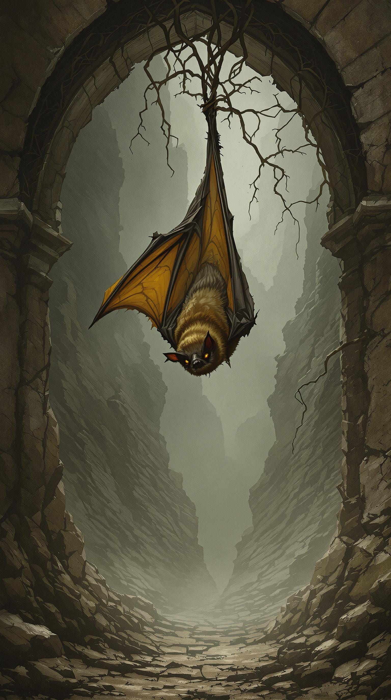 Gothic Bat in Eldritch Archway, Inspired by Ukiyo-... - AI Art