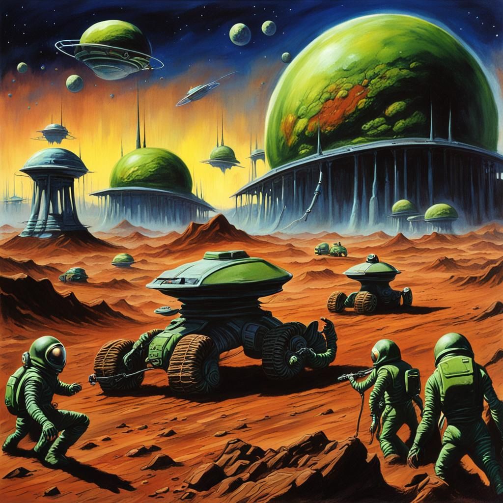 Martian invasion of Earth as Jim Burns Style Movie - AI Generated ...