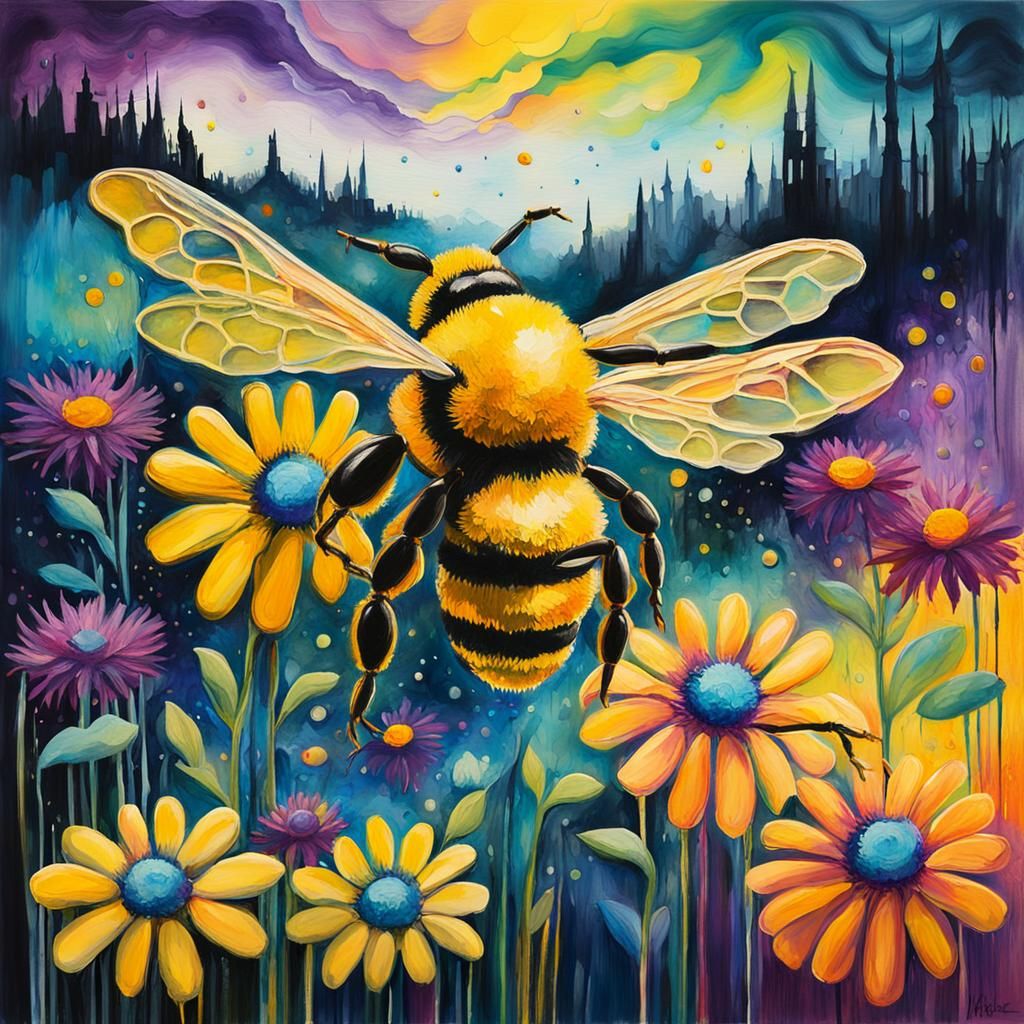 Bee gothic art folk art psychedelic art mysterious complex elaborate ...