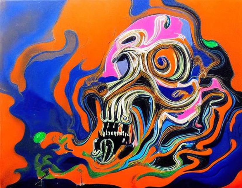 Delirium tremens in the artist's studio. A gigantic chaos of colors ...