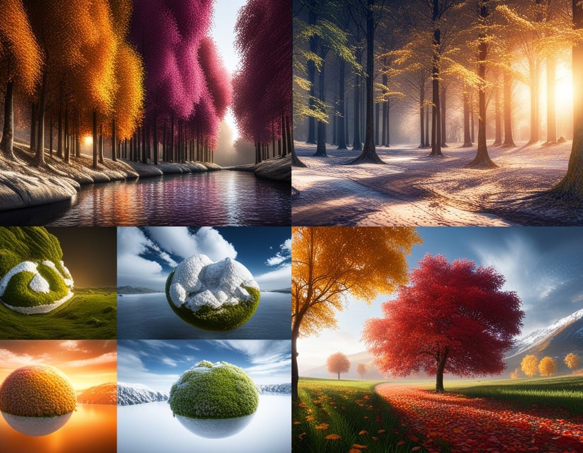 The Essence of the 4 seasons Summer, Winter, Fall and spring. Ultra ...