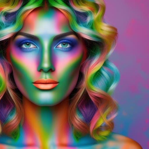 a woman's face is painted in multicolors - AI Generated Artwork ...