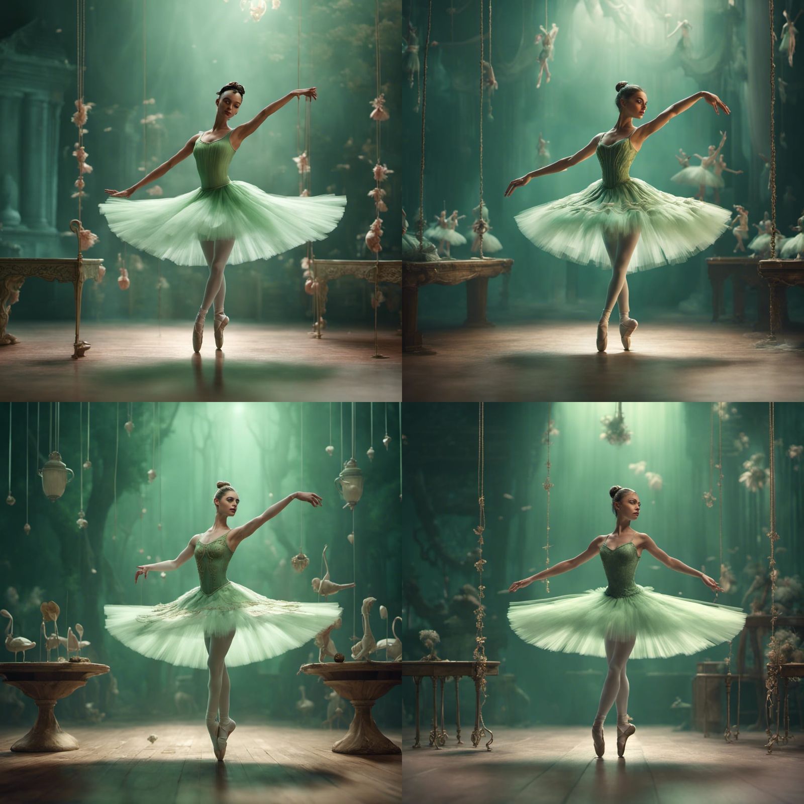 exquisite ballerina puppet on strings adorned in a tea-length, ethereal ...