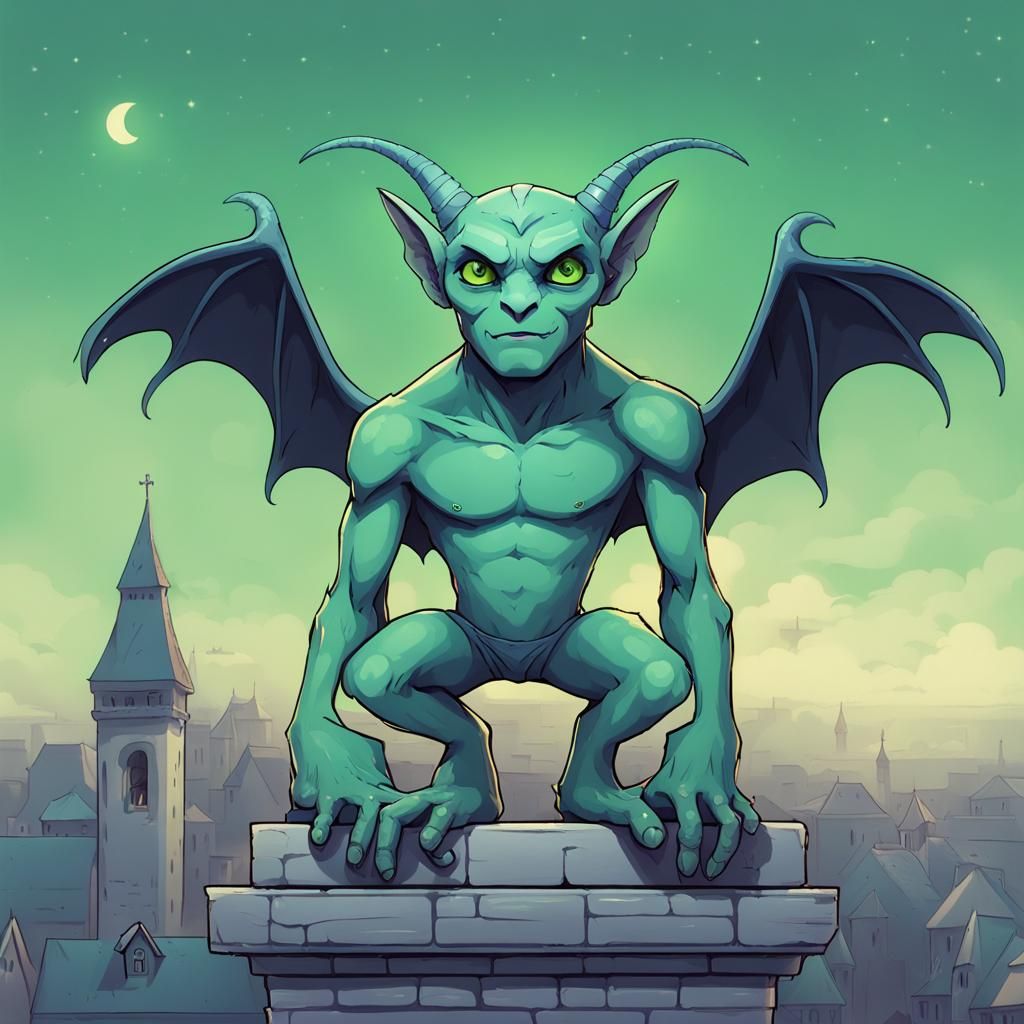 A friendley gargoyle-boy with humanoid proportions, a tail and Wings ...