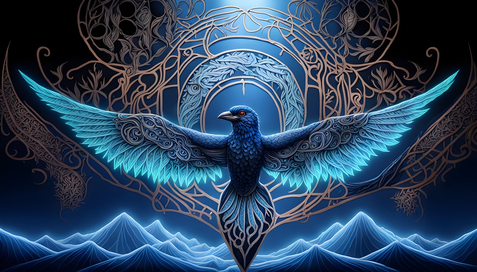 Surrealistic Drongo in 5D Fractal Landscape - AI Art