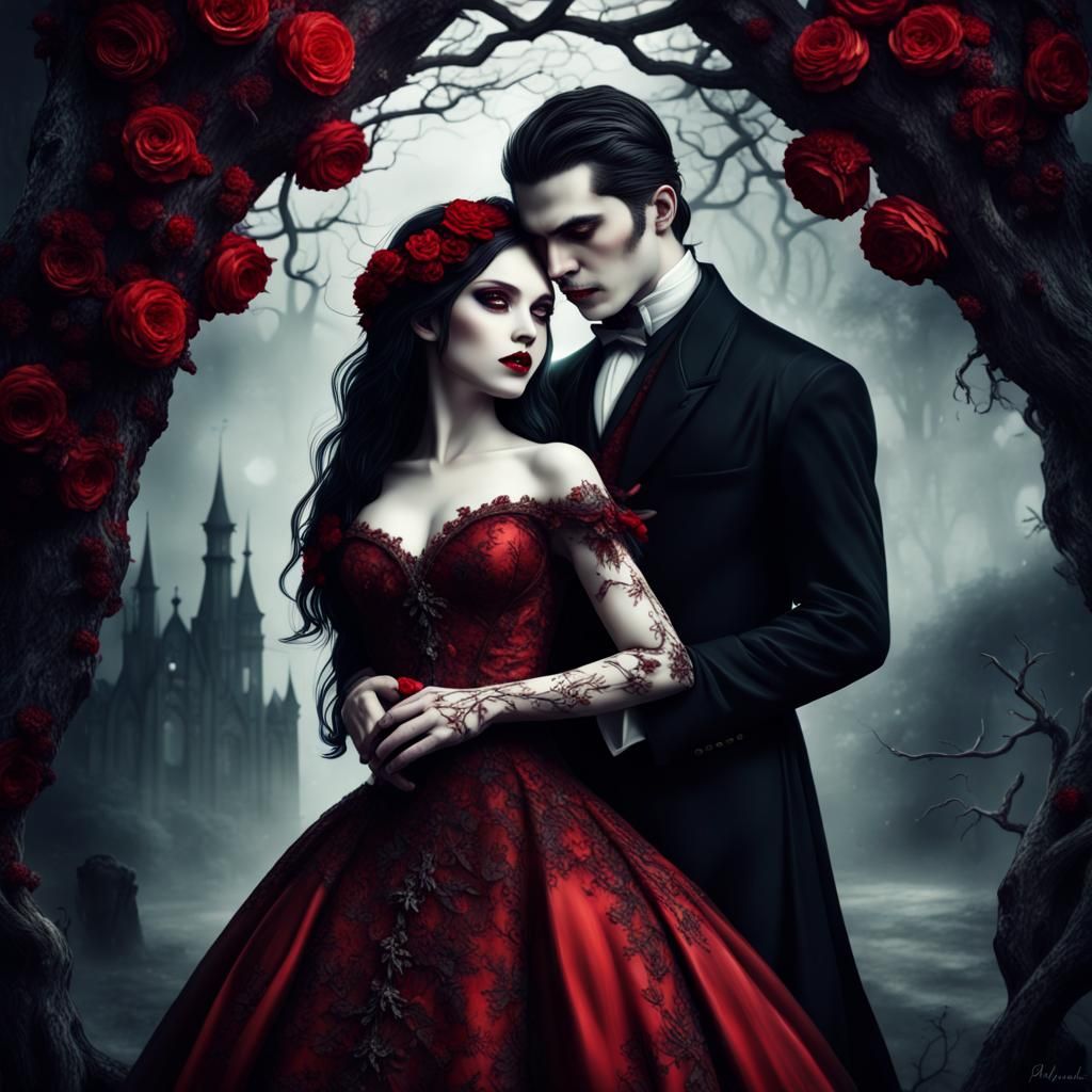 Vampire Bride and Groom - AI Generated Artwork - NightCafe Creator