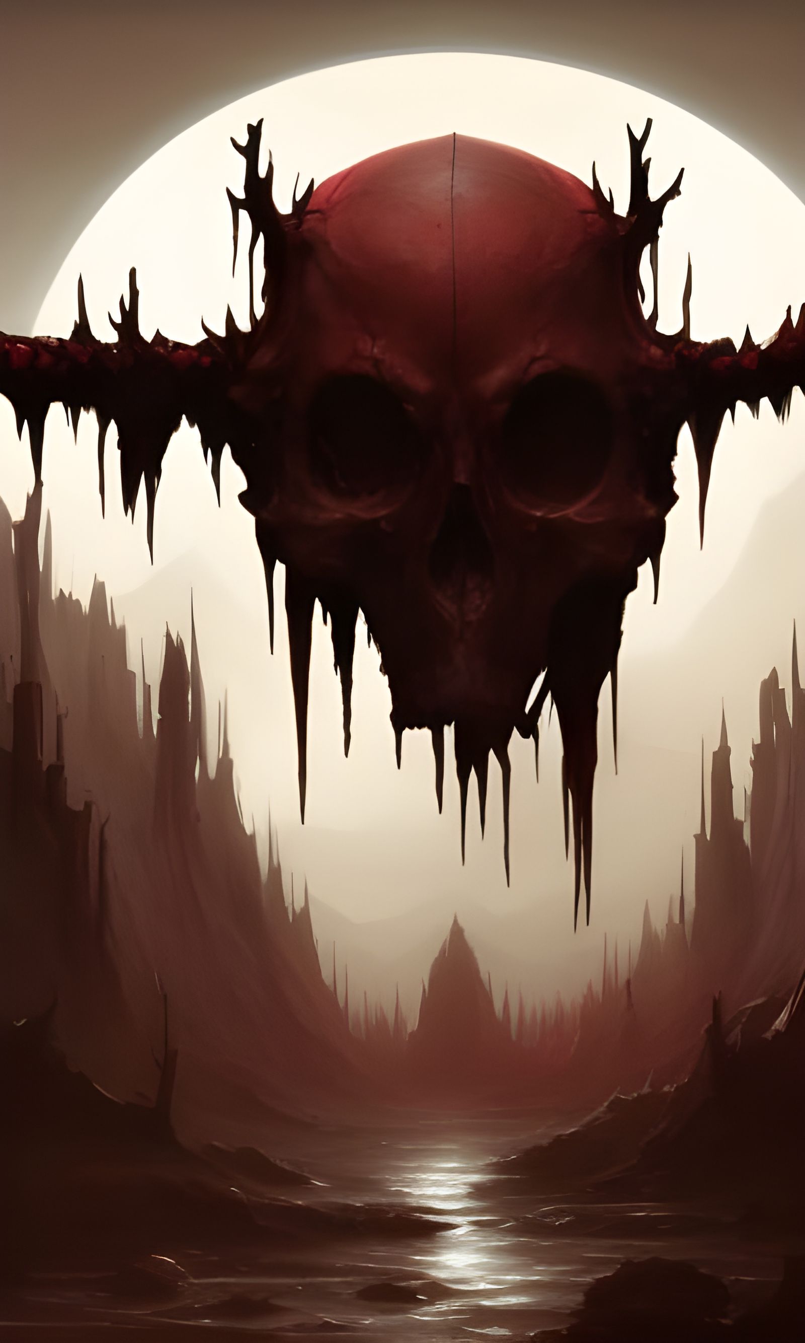Image of giant bloody skull a masterpiece, 8k resolution, dark fantasy ...