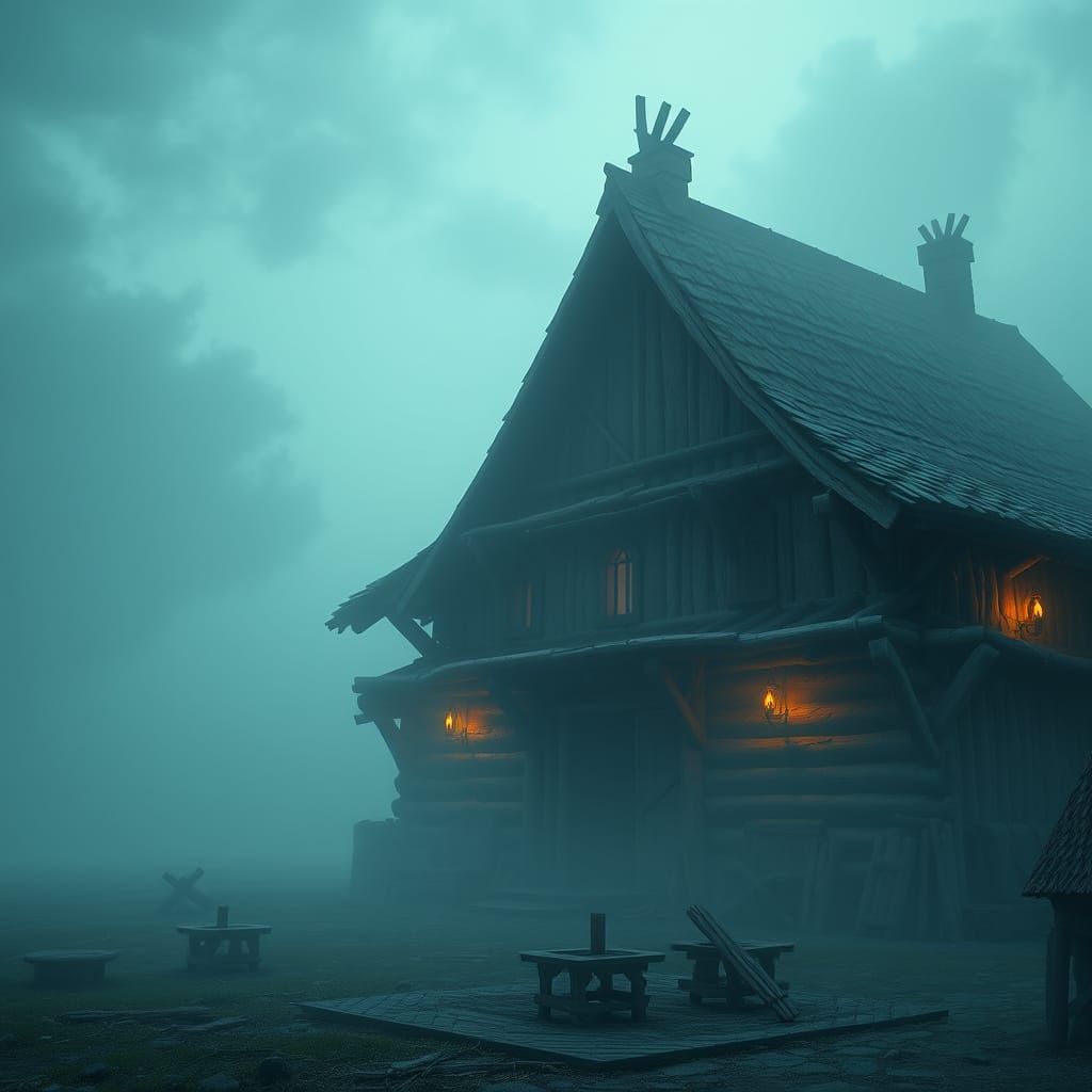 The Longhouse of Shadows - Viking Longhouse in Foreboding Sh...