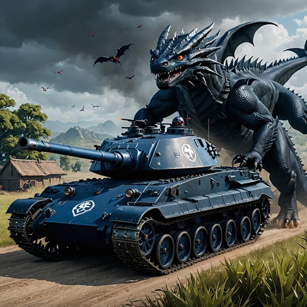 Dark Blue E 100 Tank from World Of Tanks With A Black Dragon that looks ...