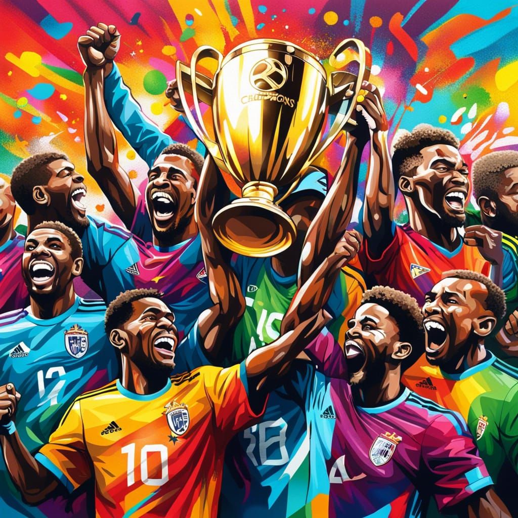 world's champions celebrate trophy with pride and ... - AI Art
