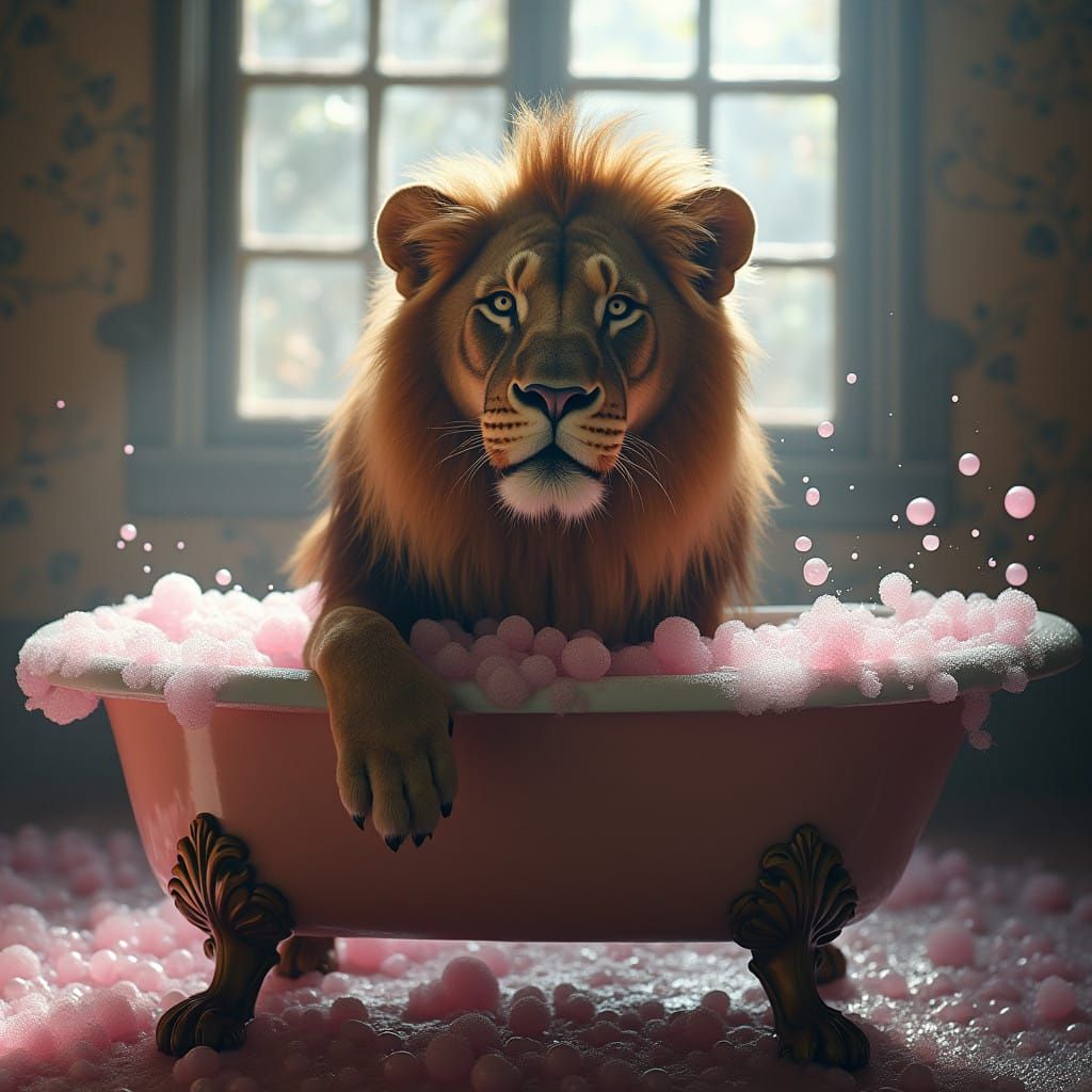Lion bubble bath - Lion bubble bath