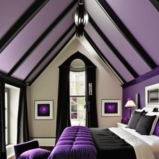 Beautiful gothic bedroom black walls beautiful skylight windows& black ...