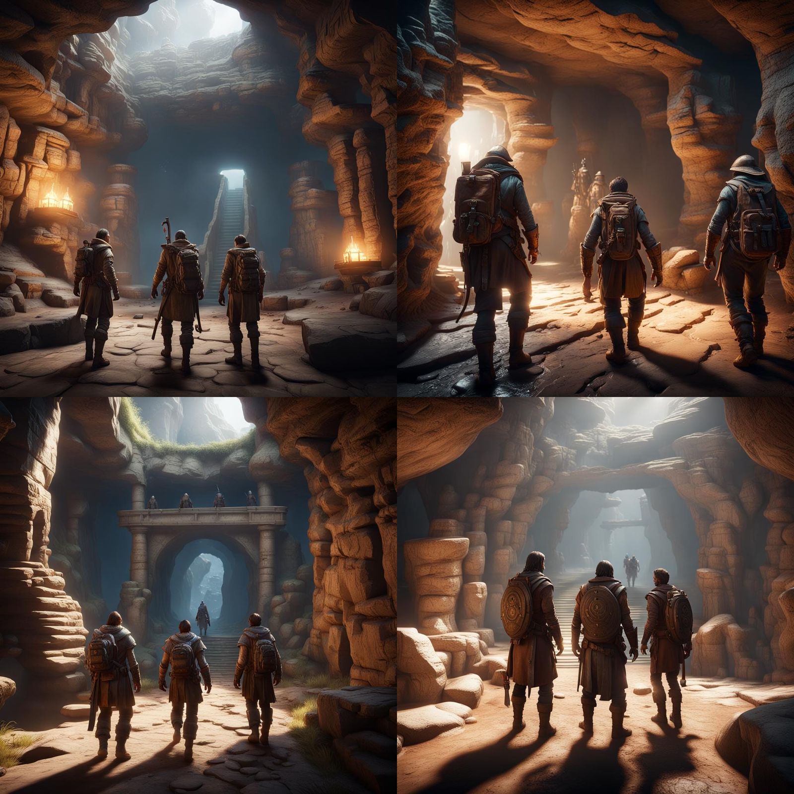 Underground Civilization with Three human Explorer's looking for a way ...