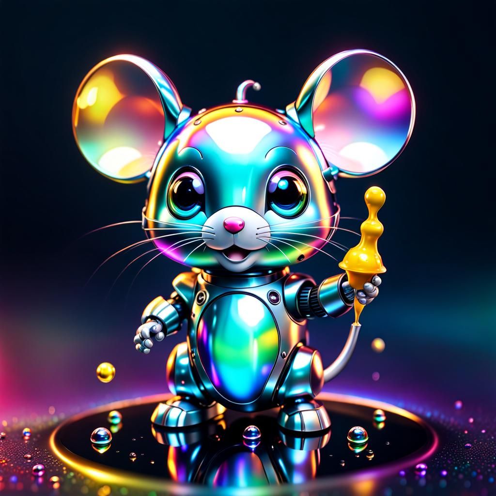 holographic mouse with cheese pacifier - AI Generated Artwork ...