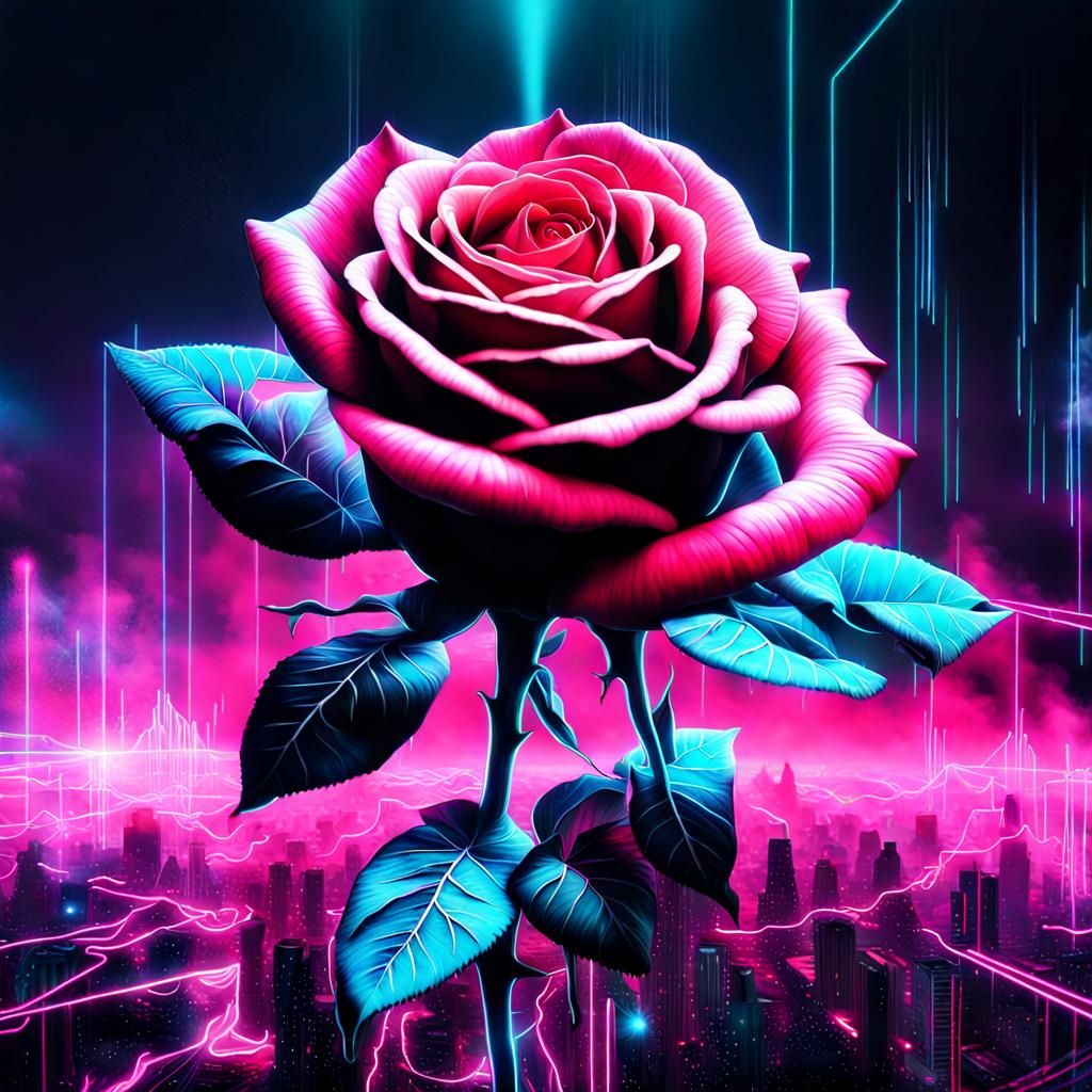 Black light cyber rose - AI Generated Artwork - NightCafe Creator