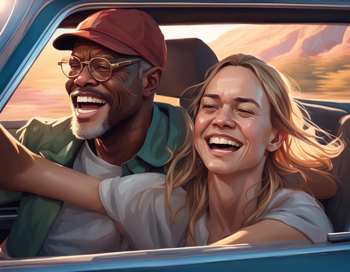 Father and daughter, a man resembling Samuel L. Jackson and a young ...