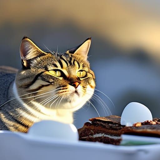 Cat eating Apple Lasagna - AI Generated Artwork - NightCafe Creator