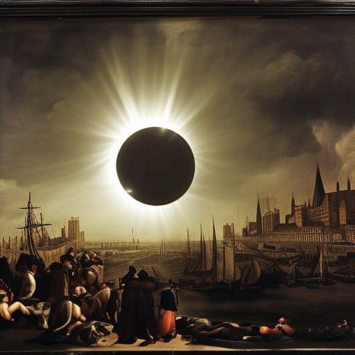 Total solar eclipse over the city of London in May 1630. Seventeenth ...