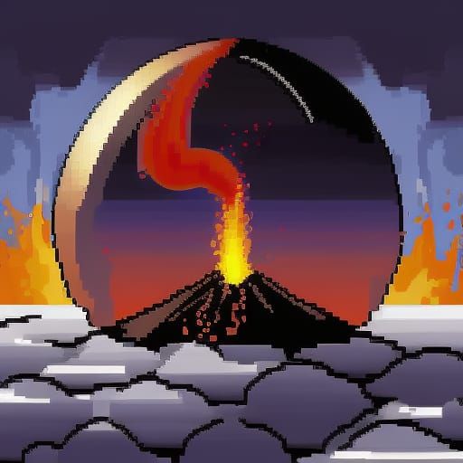 Pixel Volcano - AI Generated Artwork - NightCafe Creator