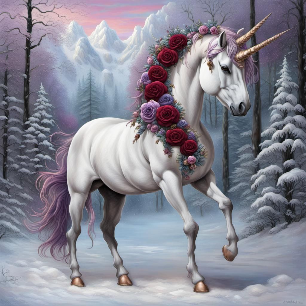 Full body of unicorn. realistic, pearl white, iridescent, unicorn ...