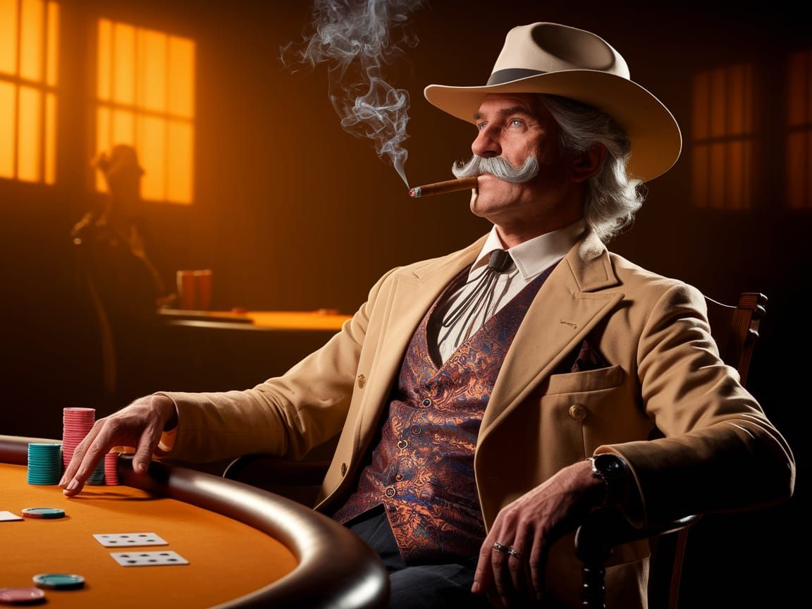 Bad Beat Bart - Vintage Gambler in a Smoky Poker Den