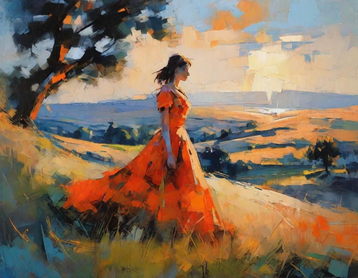 A woman in the countryside - Serenic Countryside Scene in Vi...