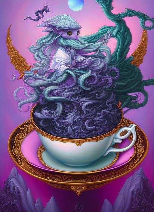 cute Merlin in a teacup Tim Burton Thomas Kinkade Amanda Sage Rebecca ...