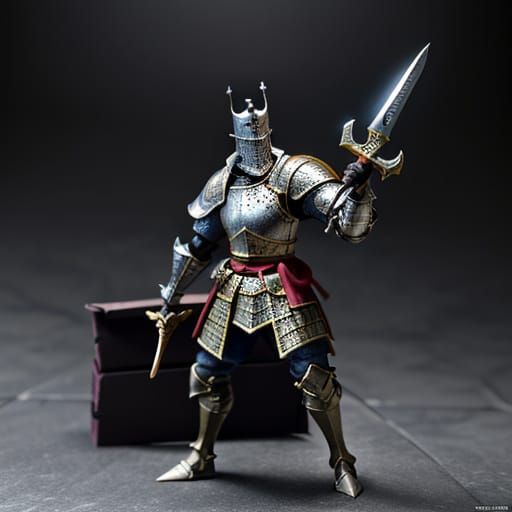 Medieval Knight Action Figure Box with a Twist - AI Art