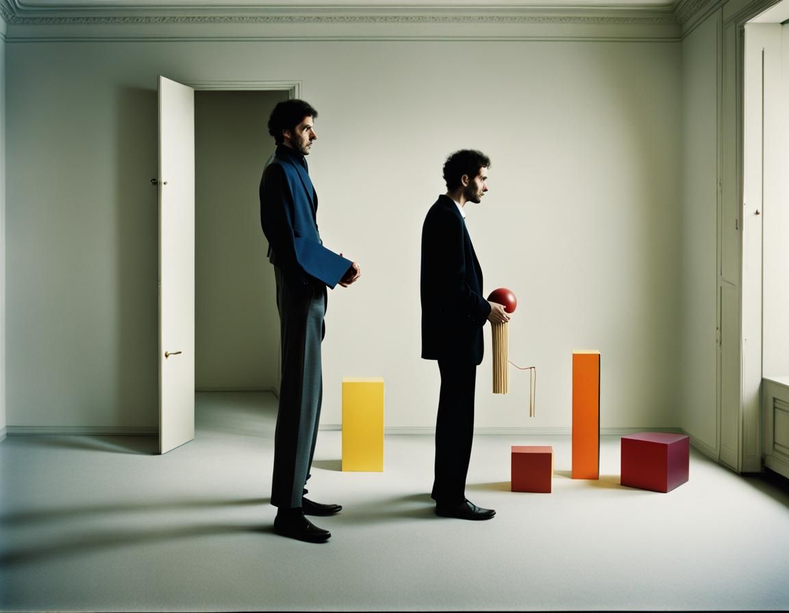 Person with objects in minimal room 1/6 - AI Generated Artwork ...