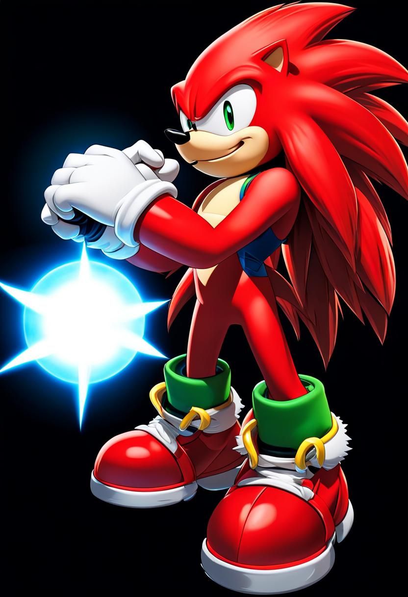 Knuckles the Echidna with two eyes from Sonic the Hedgehog has a simple ...