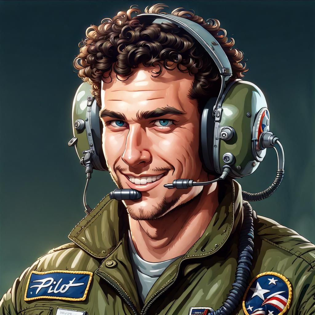 DARK CURLY HAIR PILOT - COMIC STYLE SERIES - 2 - AI Generated Artwork ...