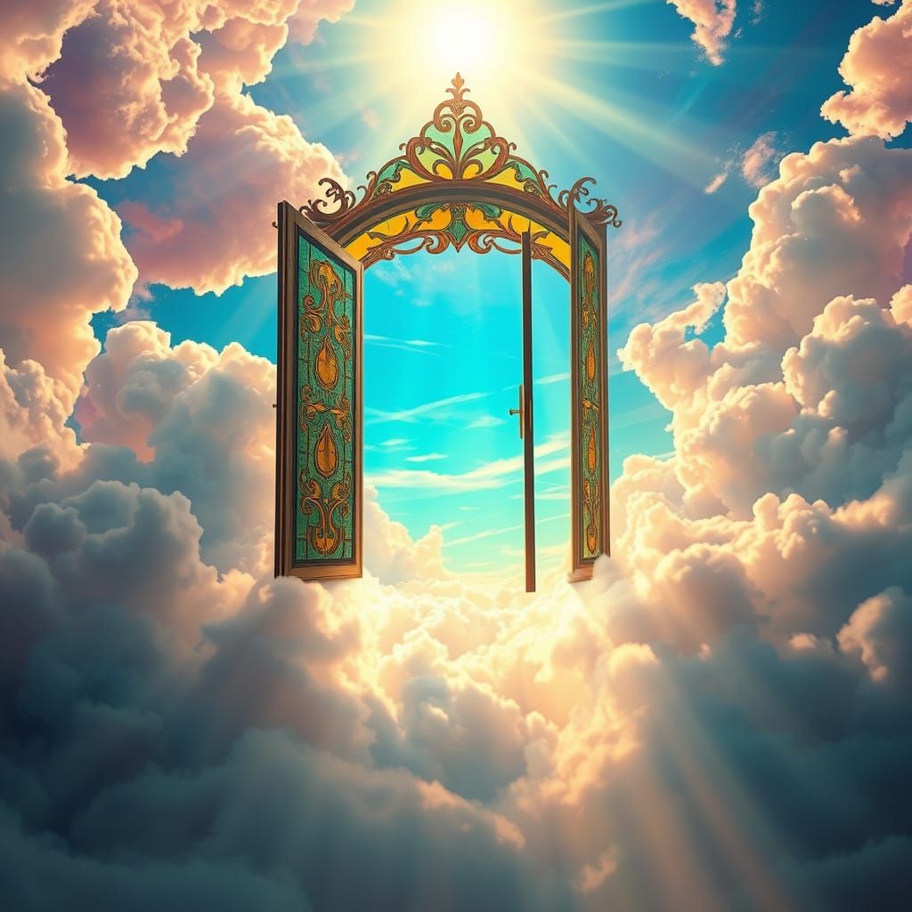 Ethereal Floating Door in Art Nouveau Style - AI Art