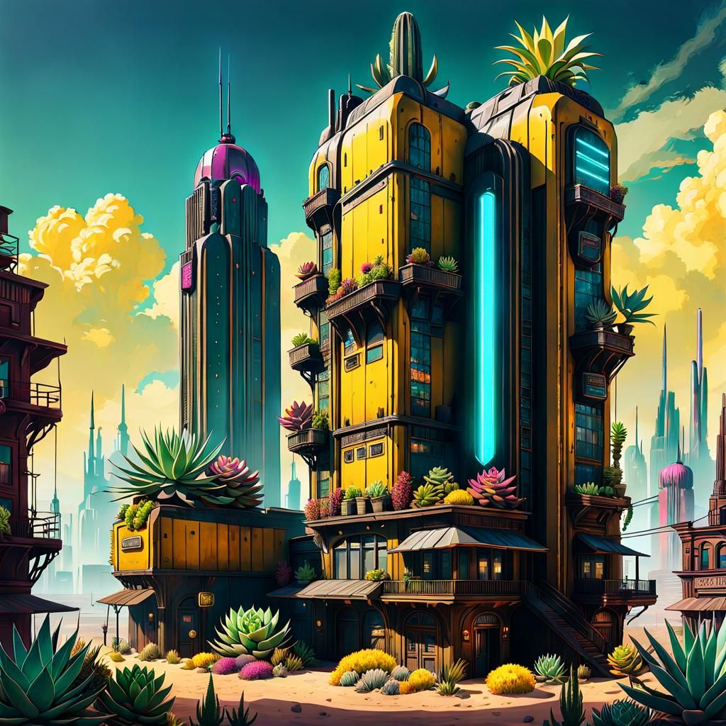 Cyberpunk western buildings. - AI Generated Artwork - NightCafe Creator