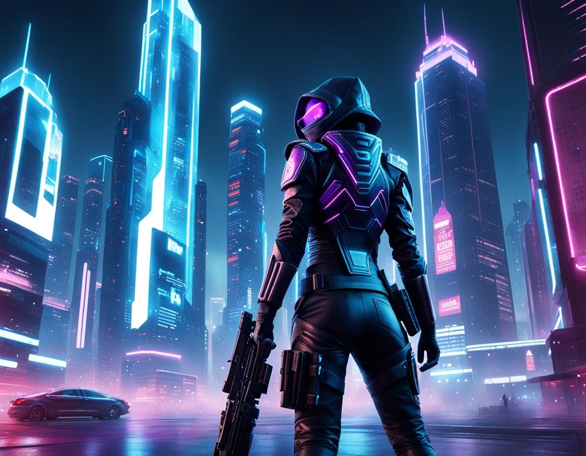 Synthwave Cyberpunk City Hero v2 - AI Generated Artwork - NightCafe Creator