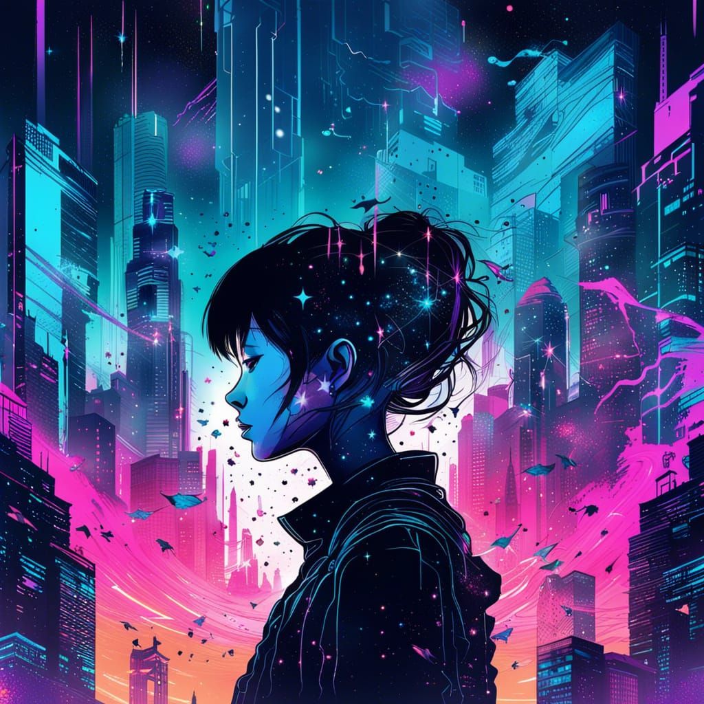"A minimalistic cyberpunk fantasy book cover illustration, surrealism ...