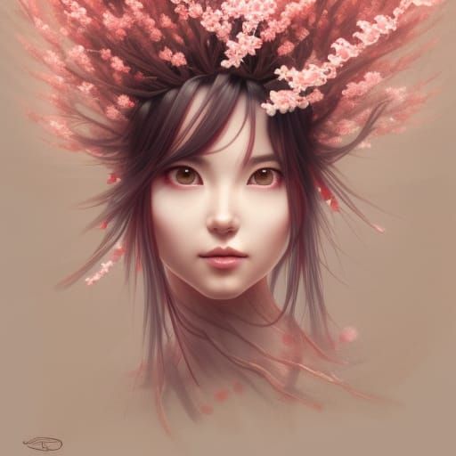 Head-shoulders portrait of a Cute, female, Japanese,anthropomorphic ...