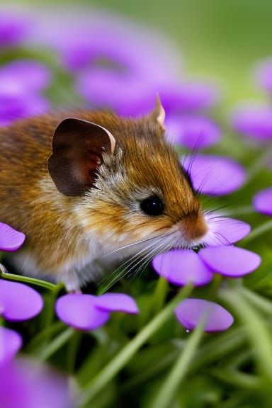 A cute little Dormouse smelling the flowers. - AI Generated Artwork ...