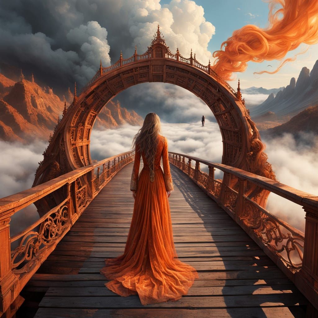 Dreamlike Bridge to Nowhere in Vibrant, Melting Oi... - AI Art