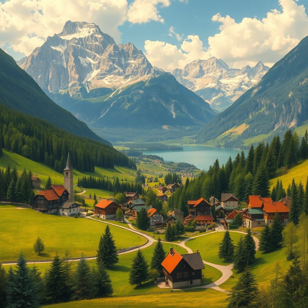 Medieval village in the alps - Idyllic Medieval Alpine Vill...