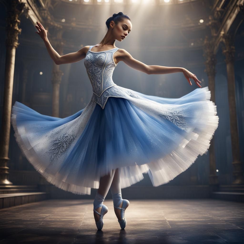Ballerina in blue and white 3 - AI Generated Artwork - NightCafe Creator