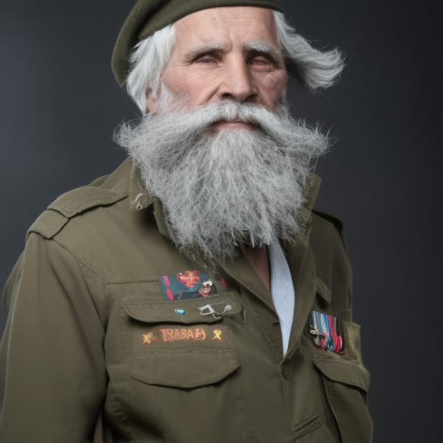 Old grizzled war veteran with a thick beard - AI Generated Artwork ...