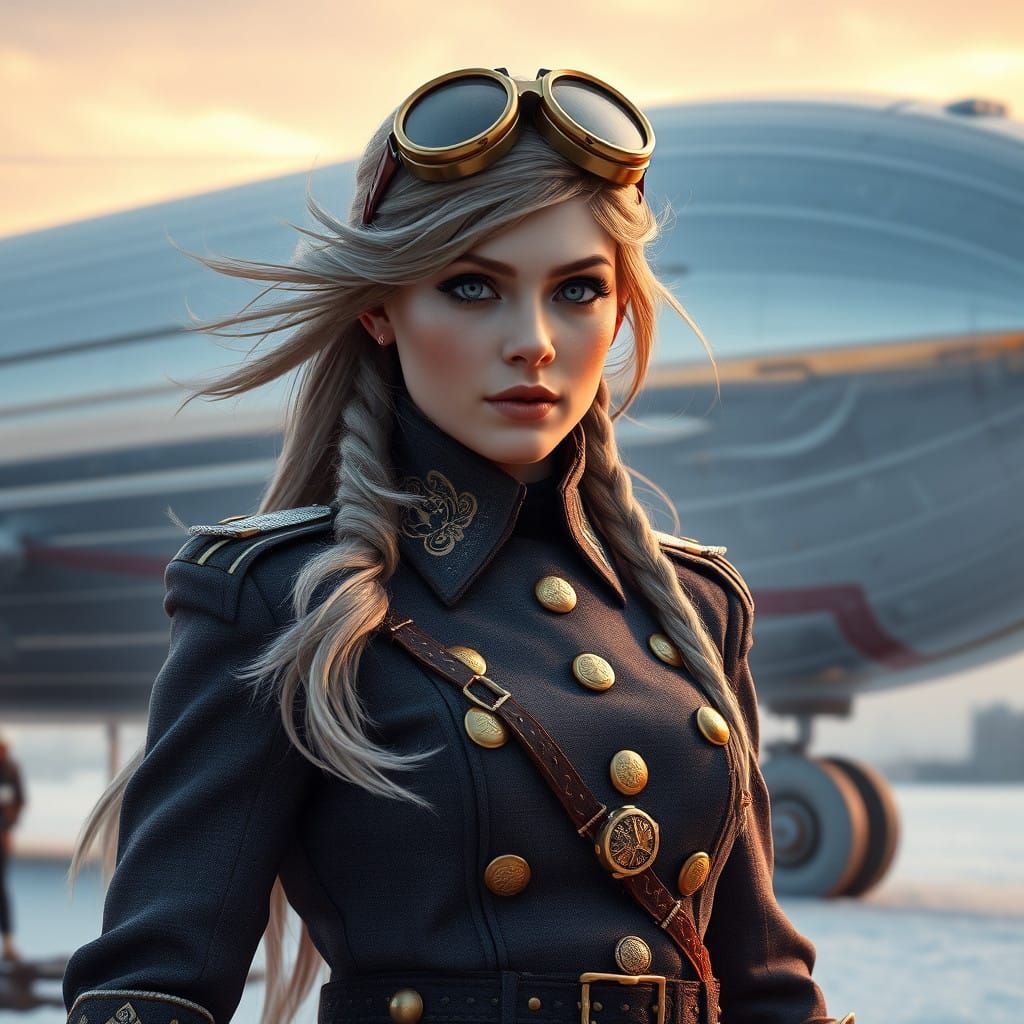 German Elf Zeppelin Pilot - Steampunk Winter Fey in German O...