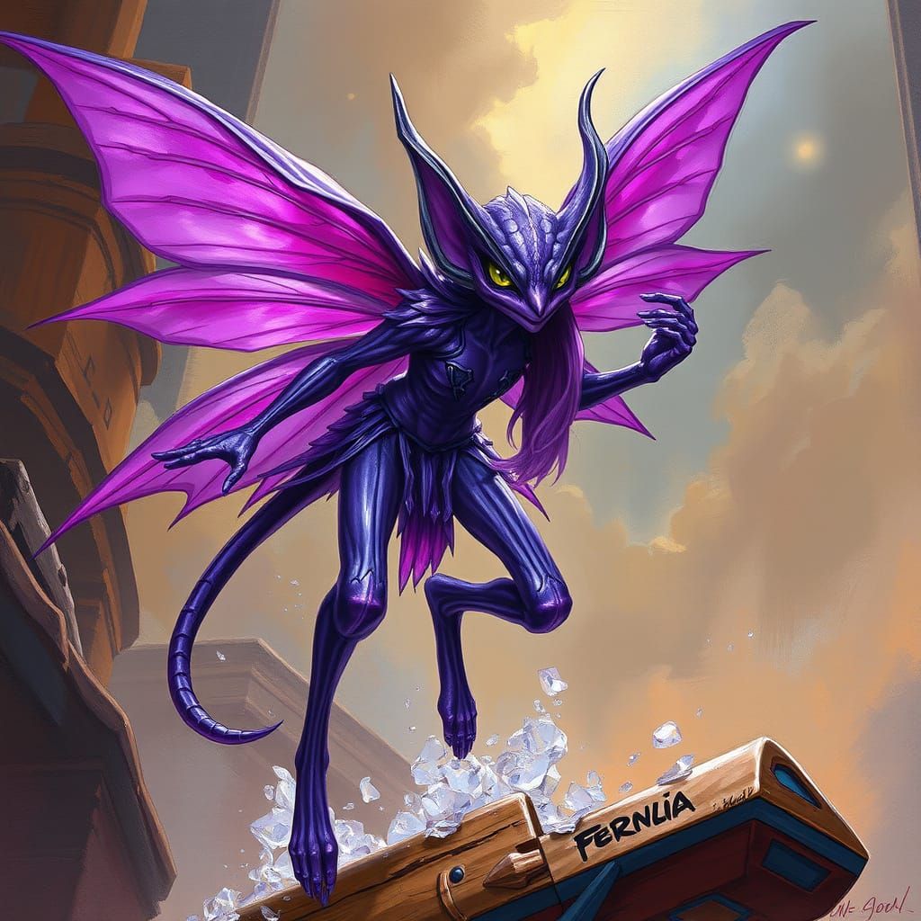 Enchanted Mythical Creature in Rich, Vibrant Purpl... - AI Art