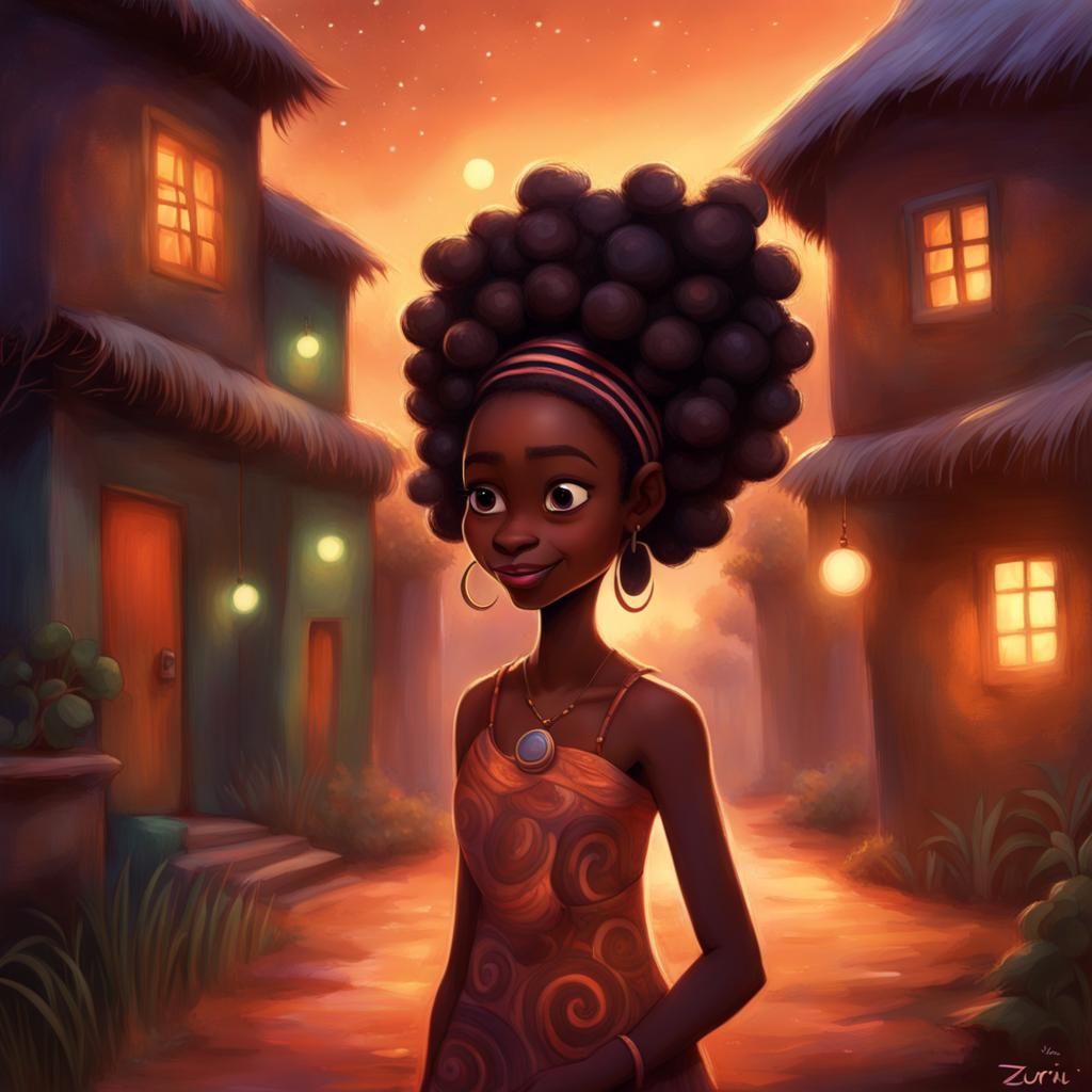 In the heart of a vibrant African village, there lived a girl named ...