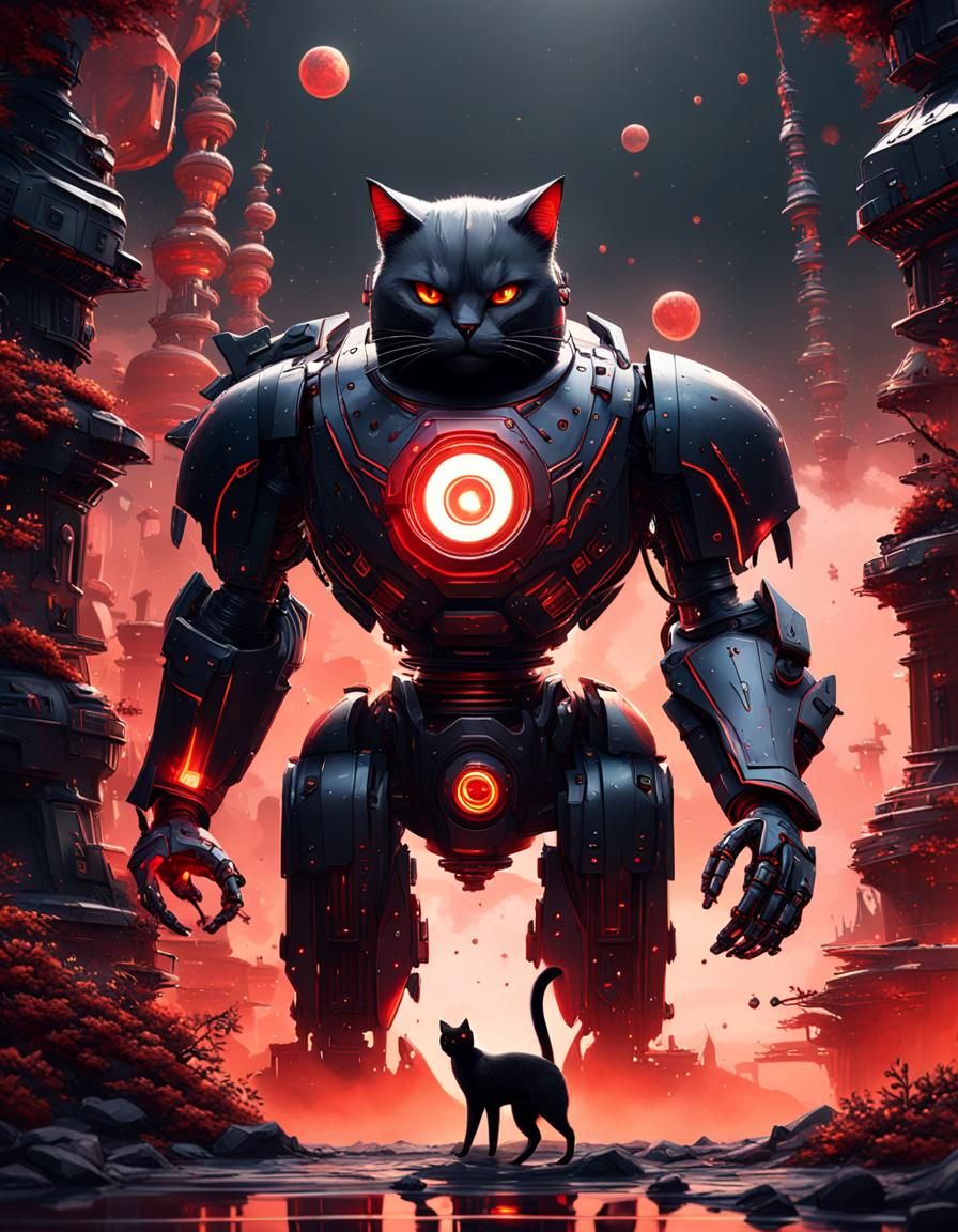 Mecha cat - AI Generated Artwork - NightCafe Creator