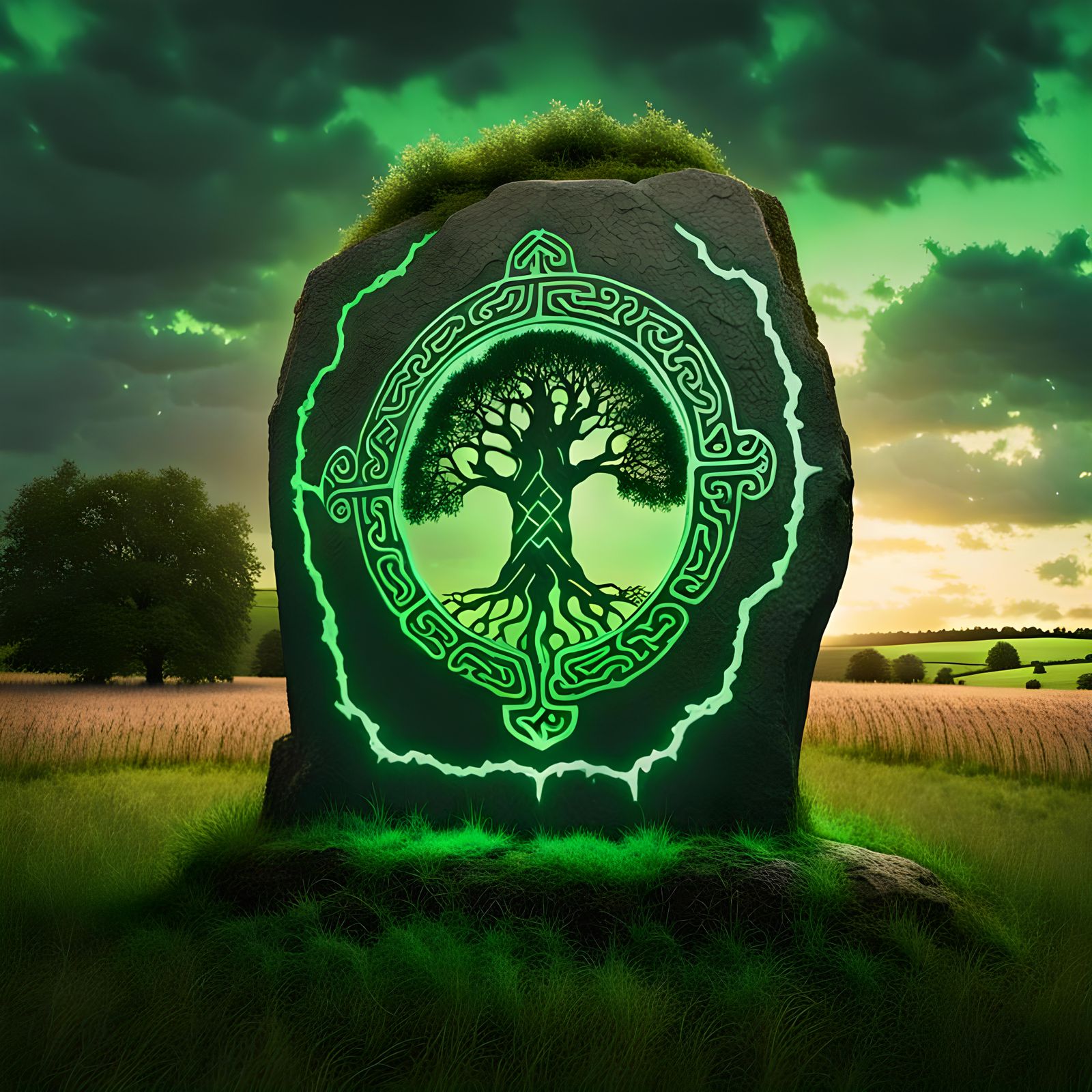 Written language in one form - Yggdrasil Rune Stone - AI Generated ...