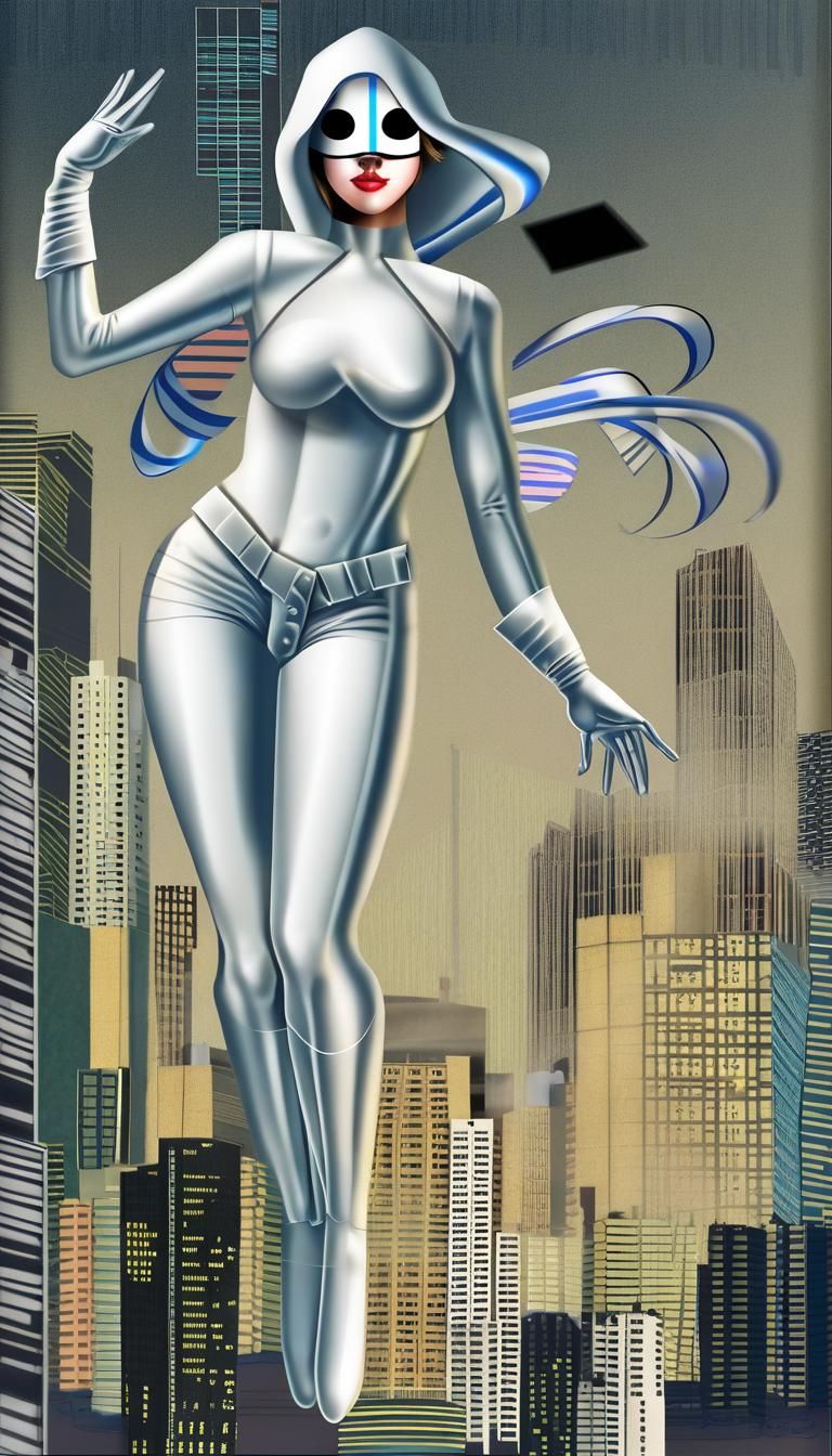 hovering in city, domino mask - AI Generated Artwork - NightCafe Creator