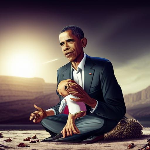 Barack Obama eats an alien baby - AI Generated Artwork - NightCafe Creator
