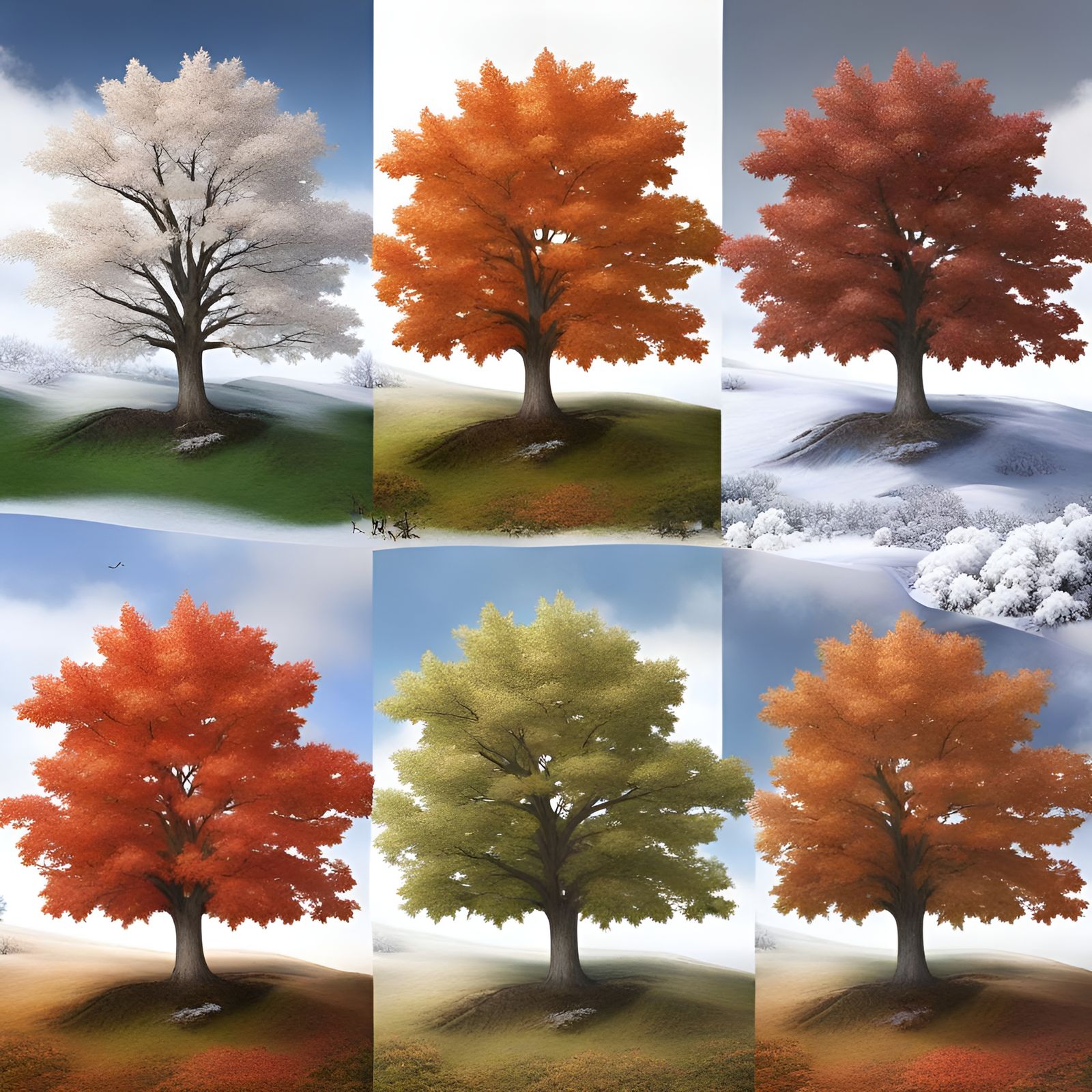One maple tree from each season, winter, spring, summer, fall - AI ...