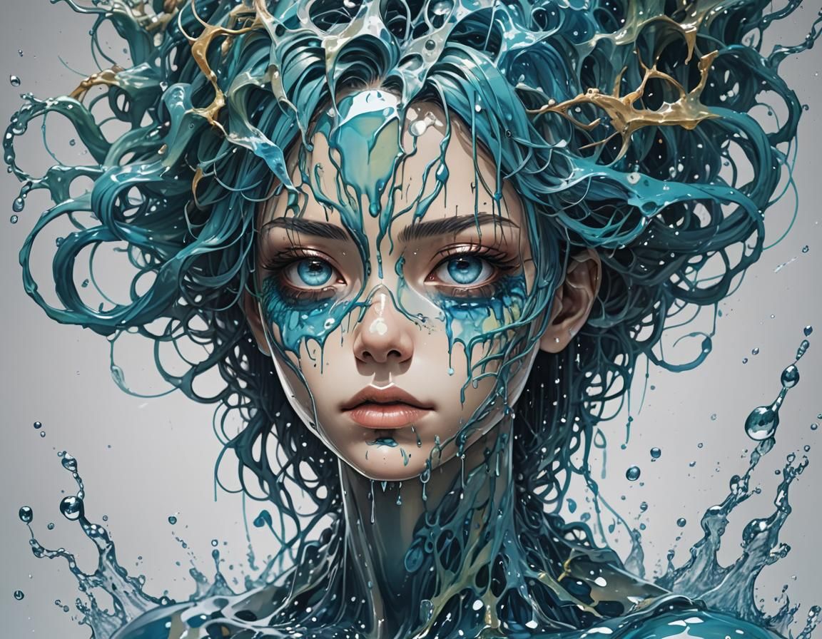 Water elemental : humanoid woman - AI Generated Artwork - NightCafe Creator